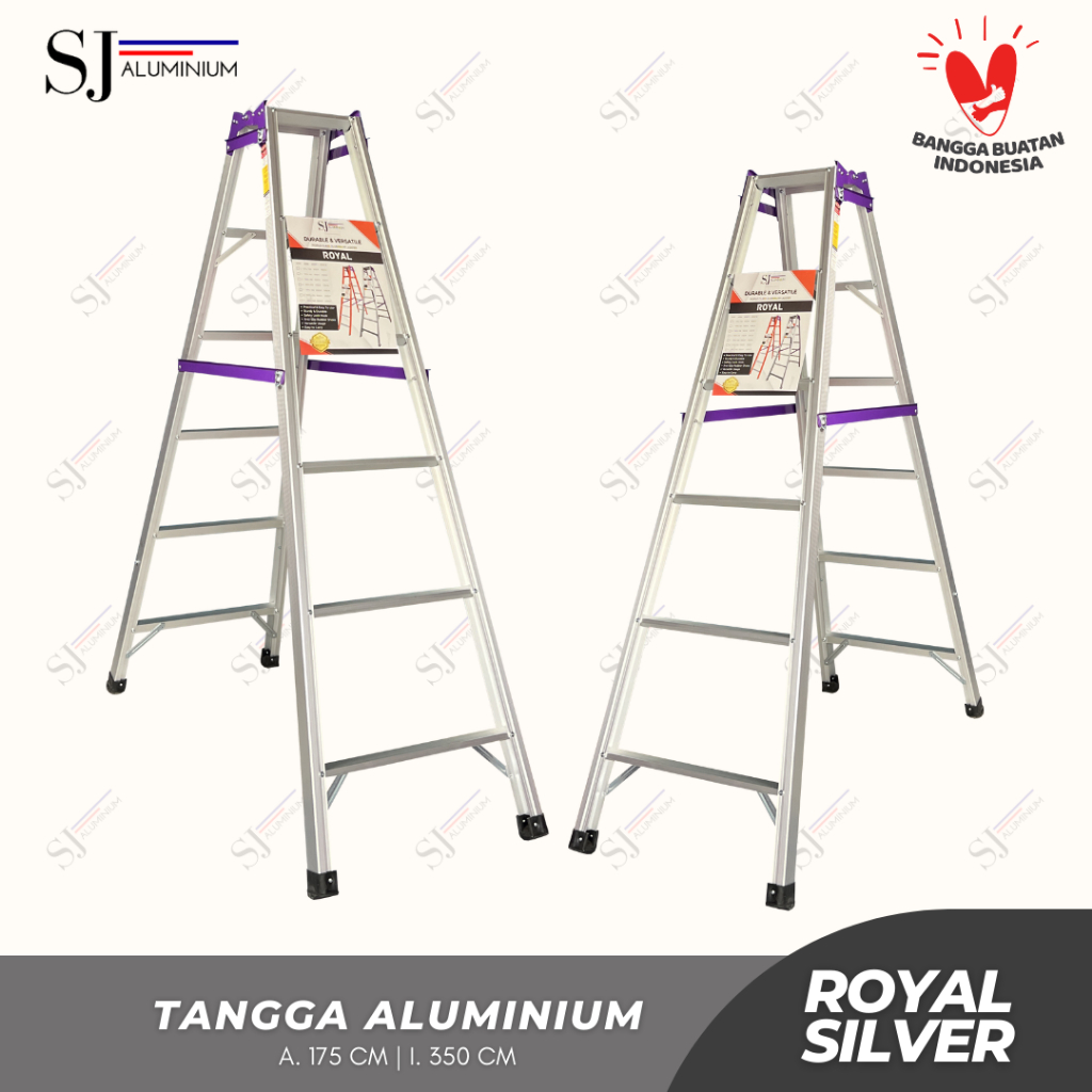 Jual KHUSUS INSTANT - Tangga Lipat Aluminium Royal Silver Jumbo Ladder ...