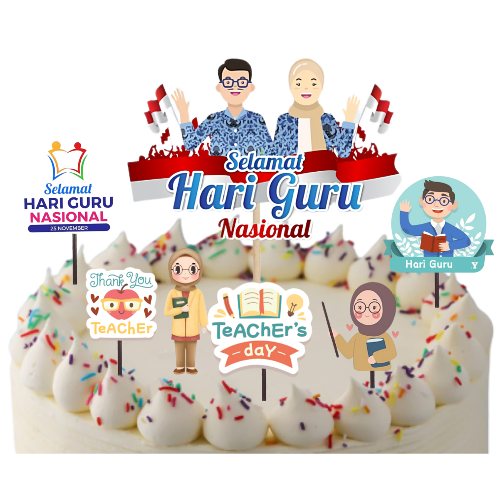 Jual topper cake hari guru / hiasan kue happy birthday | Shopee Indonesia