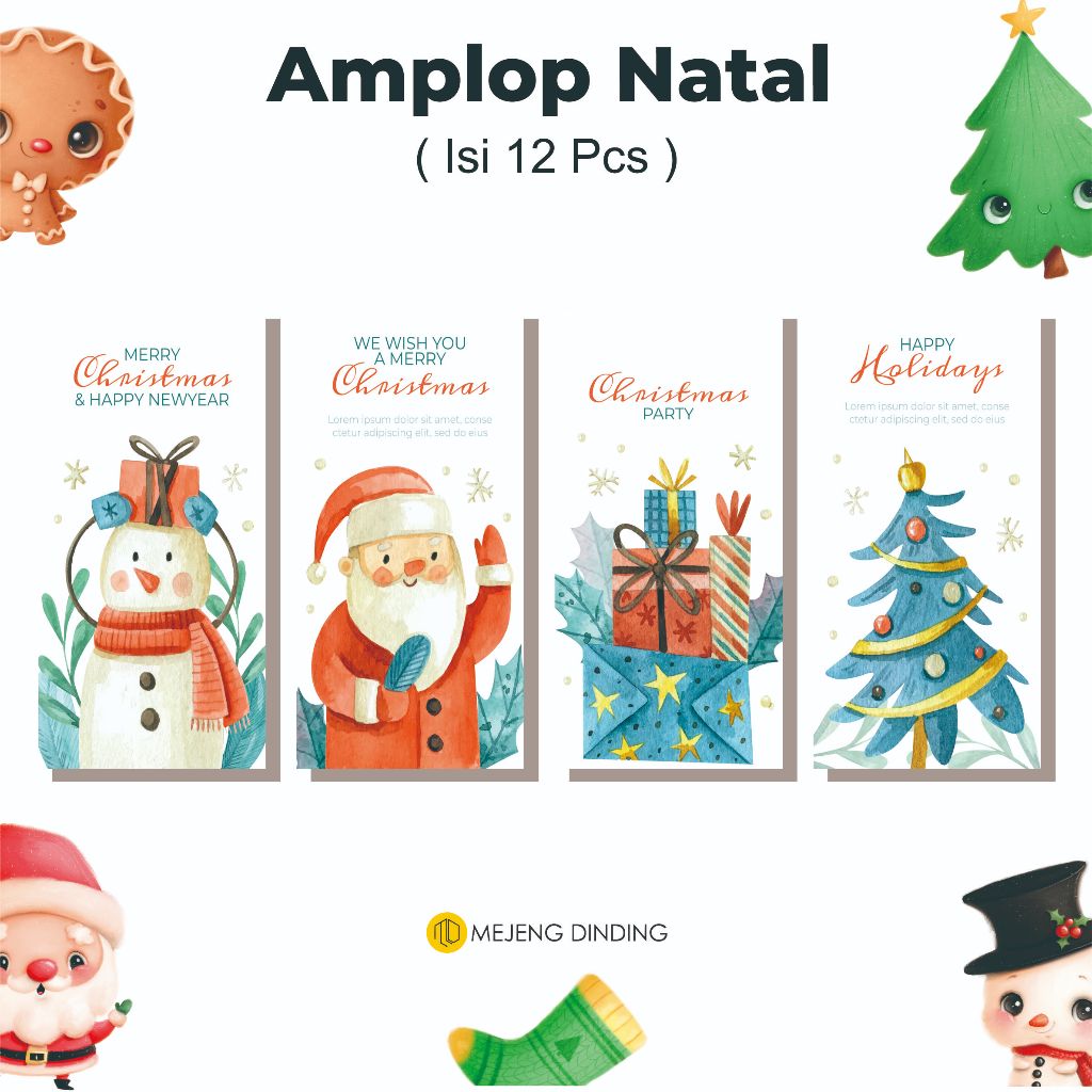 Jual (ISI 12 PCS) Amplop Natal / Amplop Natal Aesthetic / Angpao Natal ...