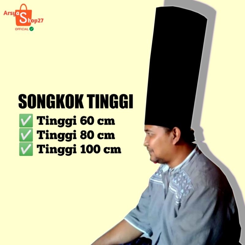 Jual Songkok Hitam tinggi, kopyah hitamTinggi 60cm 80 cm 100cm, Peci Hitam AC Berkualitas bahan ...