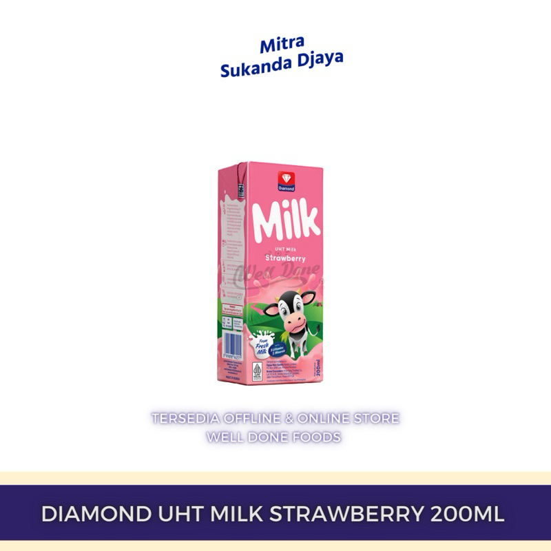 Jual Diamond UHT Milk Strawberry 200ml | Shopee Indonesia