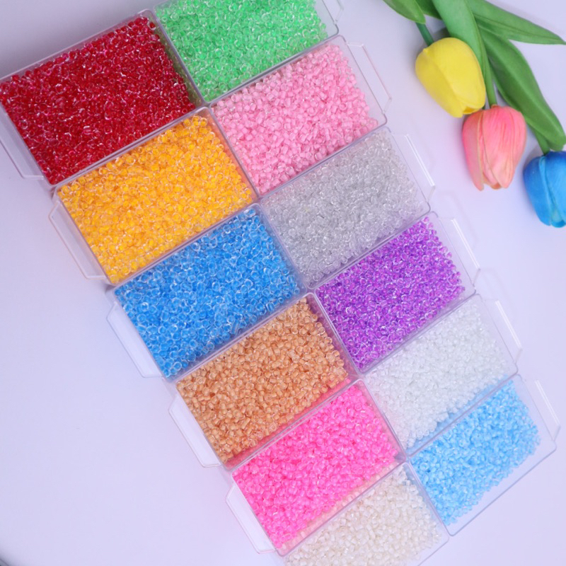 Jual 15gr Manik-Manik Kristal Bening Kaca Mote Pasir Kaca Warna Polos ...