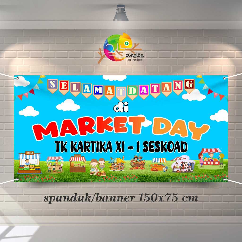 Jual Size 150x75 Spanduk Banner Market Day Sekolah | Shopee Indonesia
