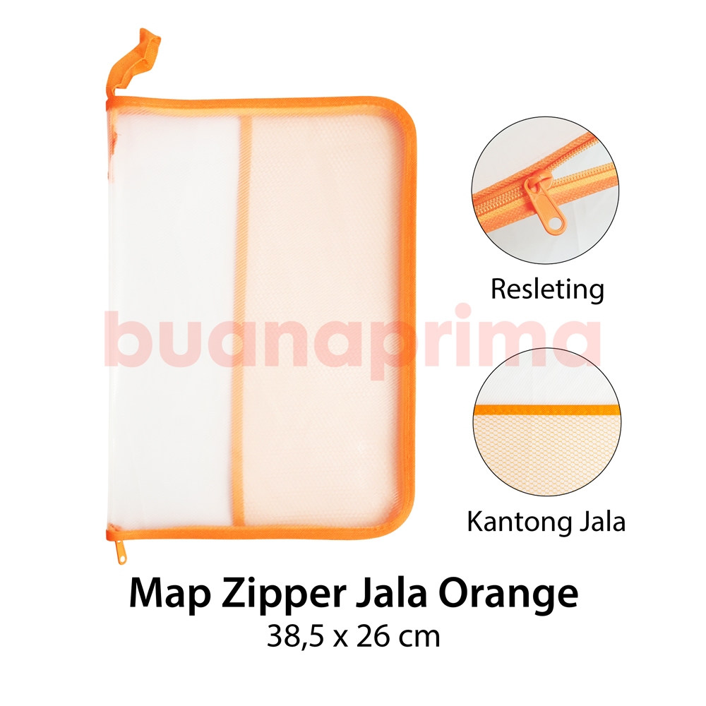 Jual Map Sleting Jala Folio Zipper Jaring Plastik Tas Resleting F4 ...