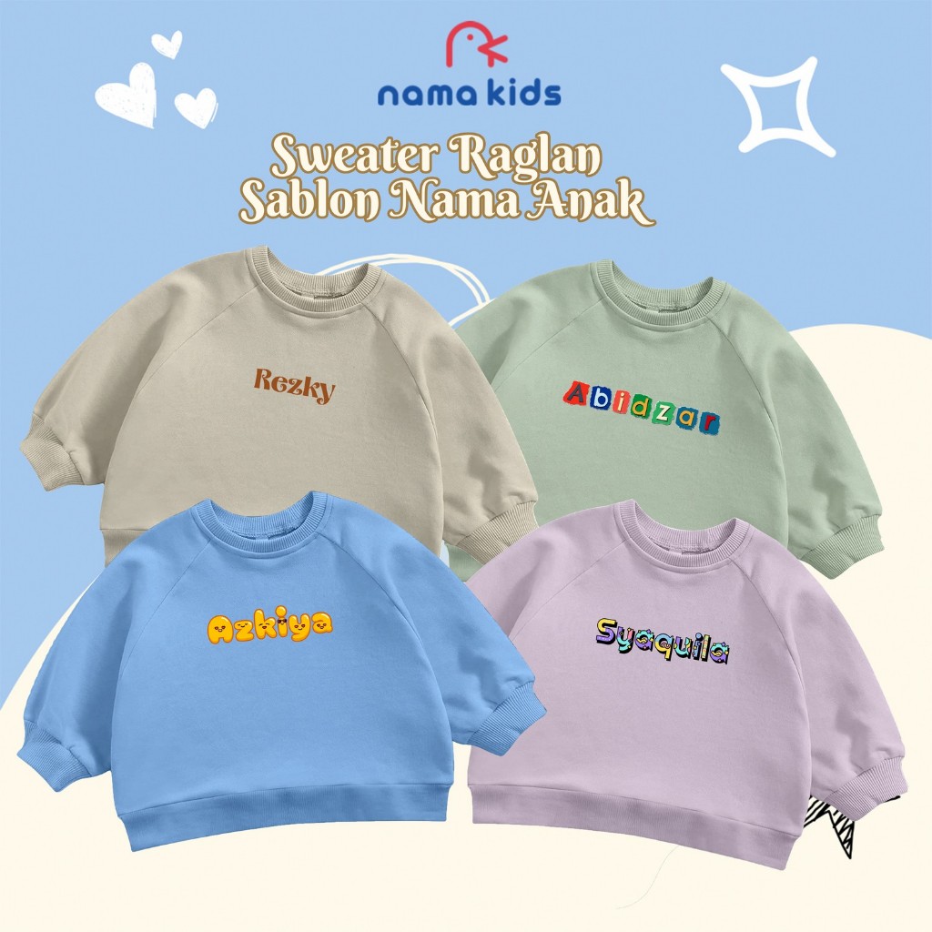 Jual SWEATER RAGLAN SABLON CUSTOM NAMA ANAK RAGLAN LUCU COWO CEWE ...