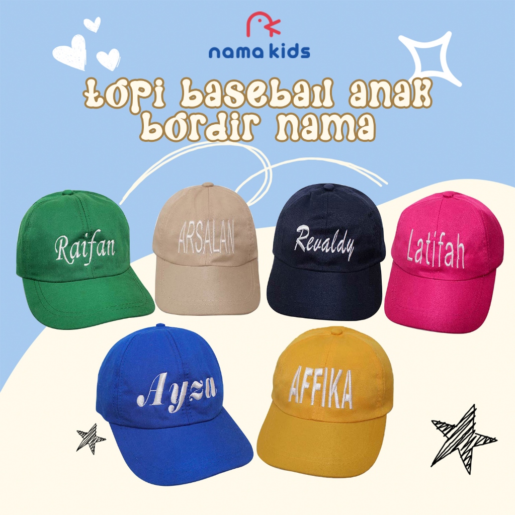 Jual TOPI BORDIR NAMA ANAK TOPI CUSTOM NAMA TOPI BORDIR SATUAN TOPI ...