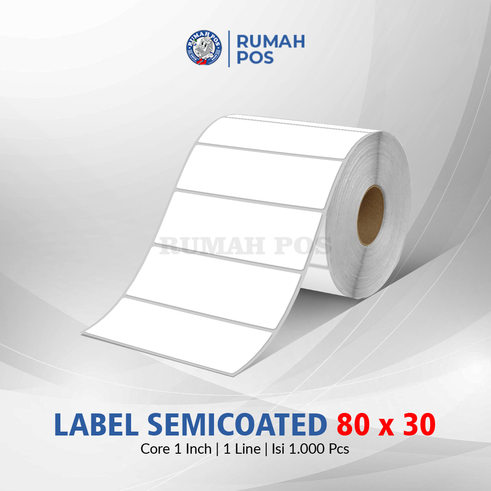 Jual Kertas Stiker Label Barcode SEMICOATED 80 X 30 1 Line Isi 1000 PCS | Shopee Indonesia