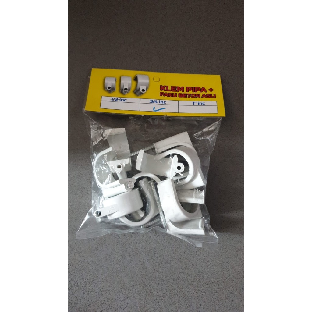 Jual Klem Pipa / Pipe Clamp PVC 3/4" + Paku beton | Shopee Indonesia