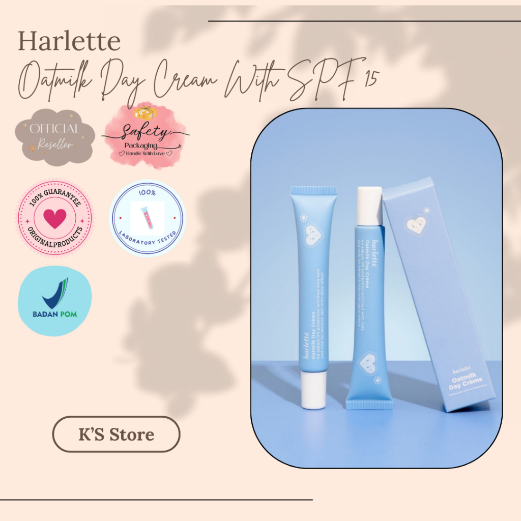 Jual Harlette Oatmilk Day Creme 25g with SPF 15(Sensitive, Acne Prone ...