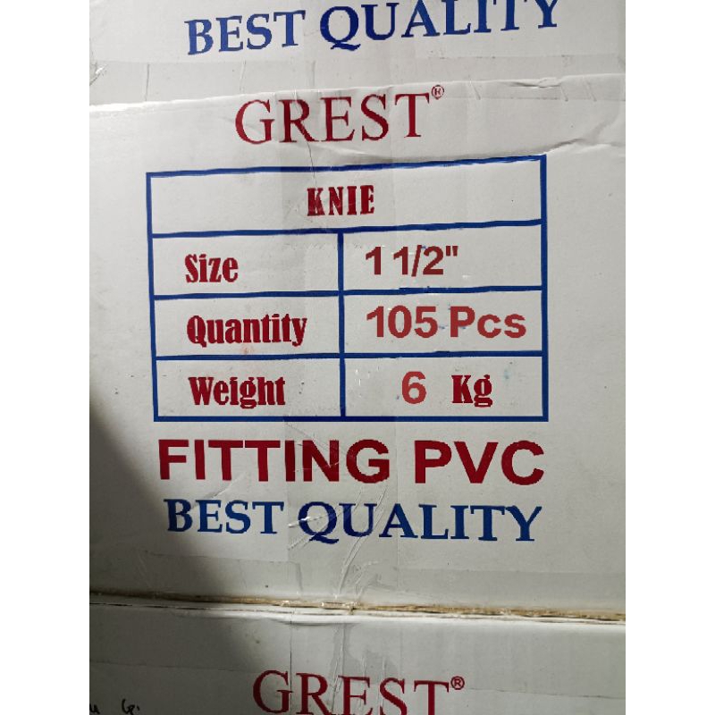 Jual Knee/Elbow/L Sambungan Paralon PVC Murah 1 1/2"" 1 Dus Isi 105 Pcs ...