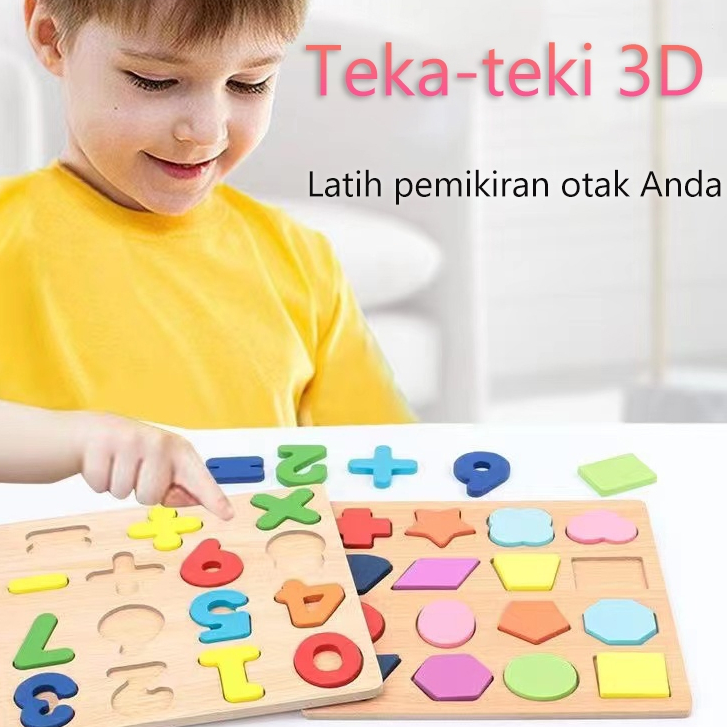 Jual Puzzle Kayu/Bongkar Huruf/Angka/Abjad/Mainan Edukasi/Mainan ...