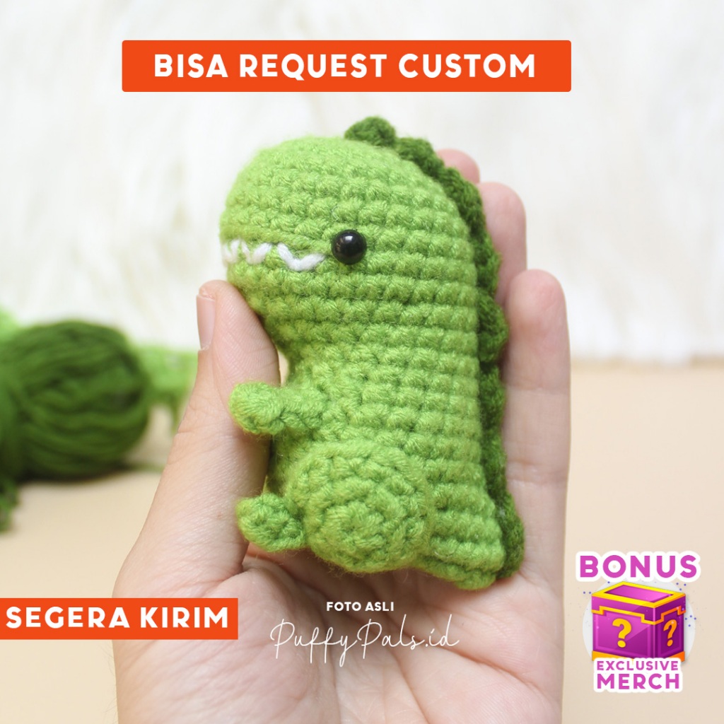 Jual Boneka Rajut Amigurumi Crochet Gantungan Kunci T-Rex Dinosaurus ...