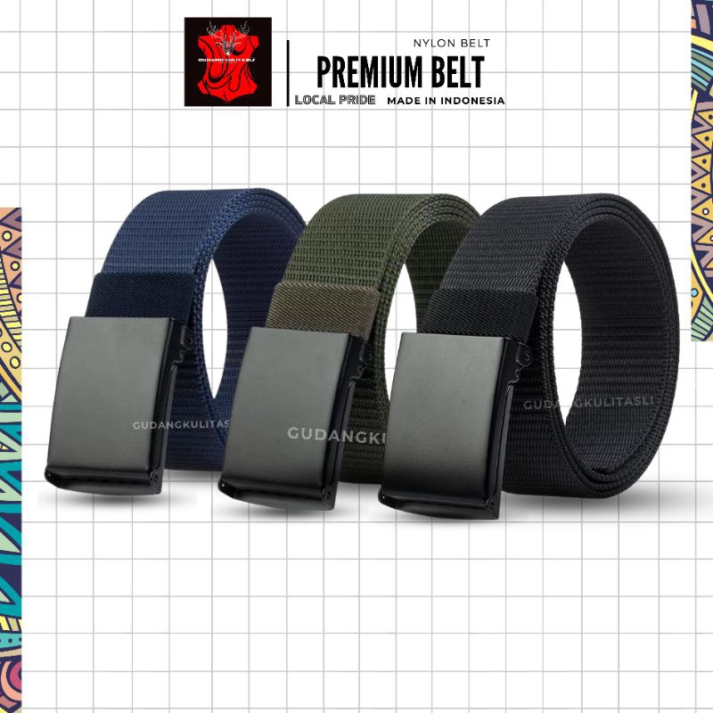 Jual Ikat Pinggang Panjang Pria 150cm Nylon Kanvas Polos Metal Buckle KPNL12 Sabuk Jumbo Pria ...