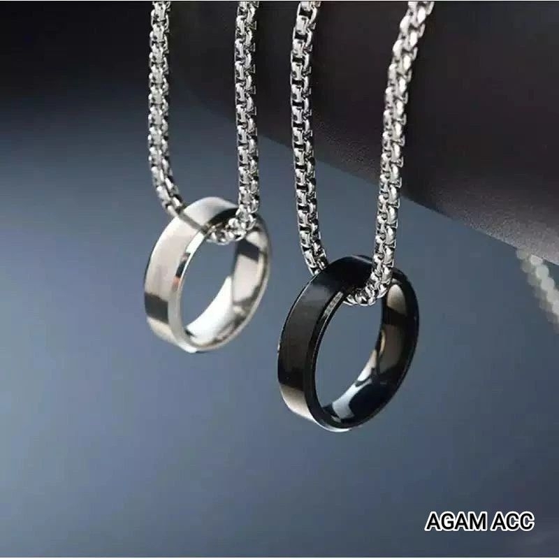 Jual Kalung Rollo titanium plus liontin Anti karat Pria dan wanita ...