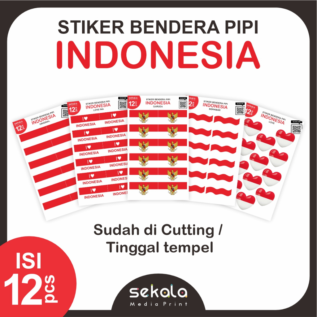 Jual Stiker Pipi Bendera Merah Putih / Sticker Bendera Indonesia isi 12 ...