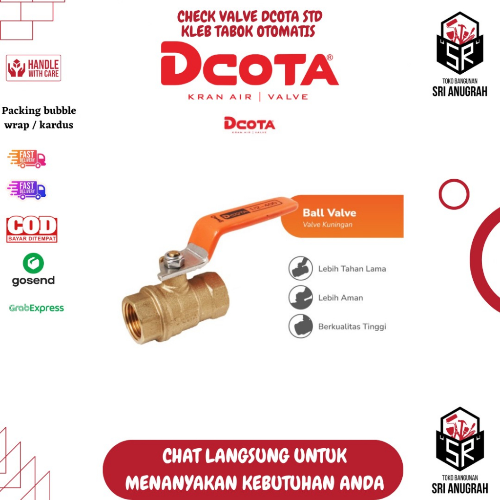 Jual Ball Valve Brass DCOTA Stop Kran Besi Kuningan DCOTA 1/2 inch 3/4 inch | Shopee Indonesia