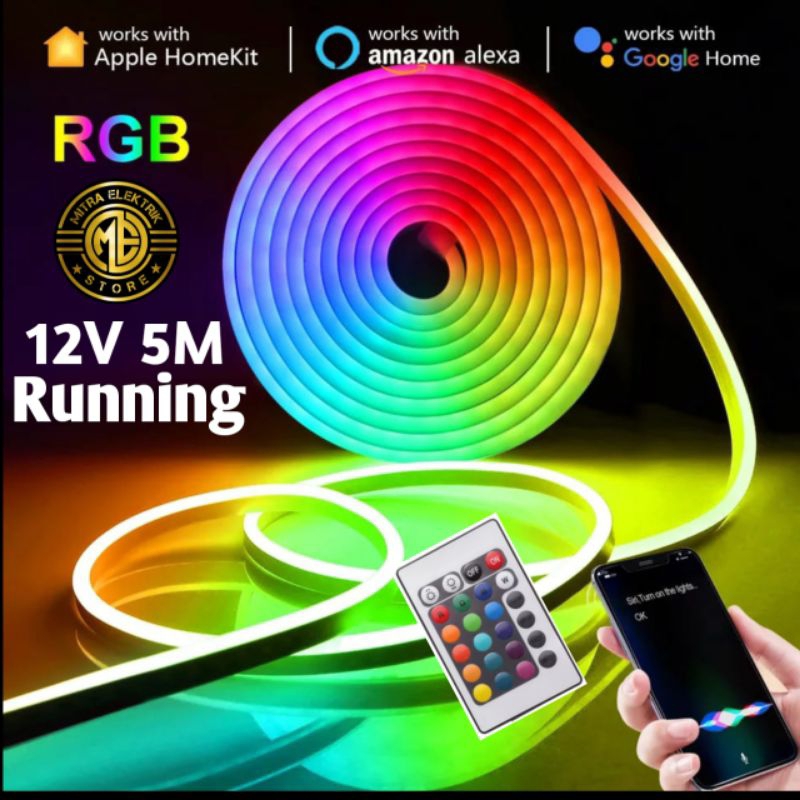 Jual PAKET NEON FLEX RGB RUNNING 12V 5M 10M SET REMOT ADAPTOR BISA KE ...