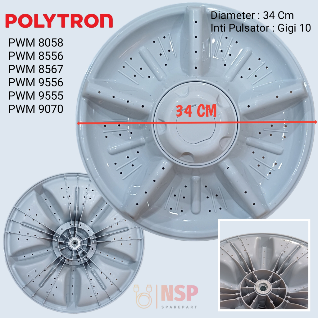 Jual Pulsator Mesin Cuci Polytron 2 Tabung diameter 34cm Gigi 10 High ...