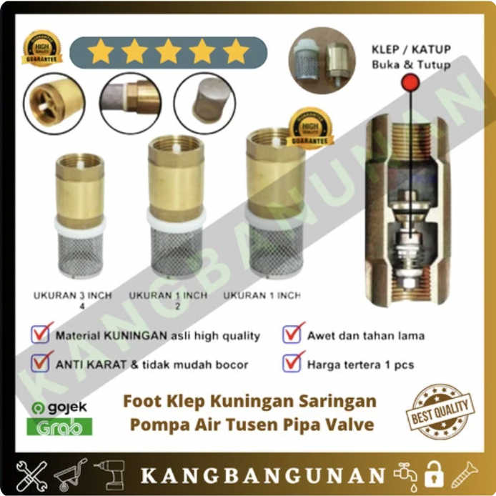 Jual Foot Klep Kuningan Saringan Pompa Air Sumur Tusen Pipa Footklep ...