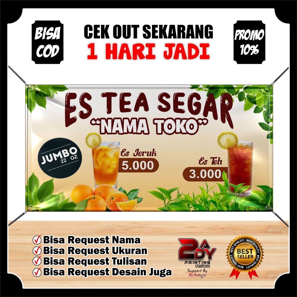 Jual Spanduk Minuman Es Tea Segar Viral Masa Kini - Banner Jualan ...