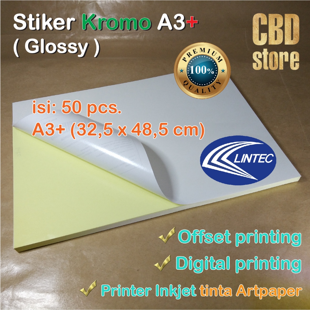 Jual Stiker CHROMO A3+ 32,5 x 48,5cm 50 lembar Sticker KROMO A3+ Glossy ...