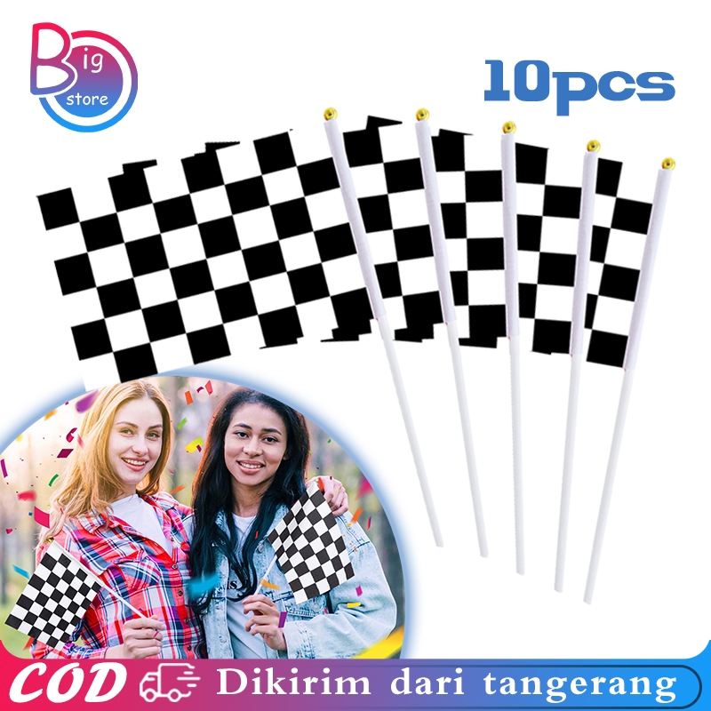 Jual 10pcs/Set Bendera Balapan Kotak Hitam Bendera Balap Race Racing ...