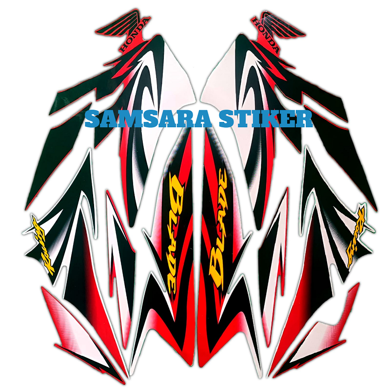Jual STICKER STRIPING MOTOR HONDA BLADE 110R 2010 PUTH MERAH STANDAR ...