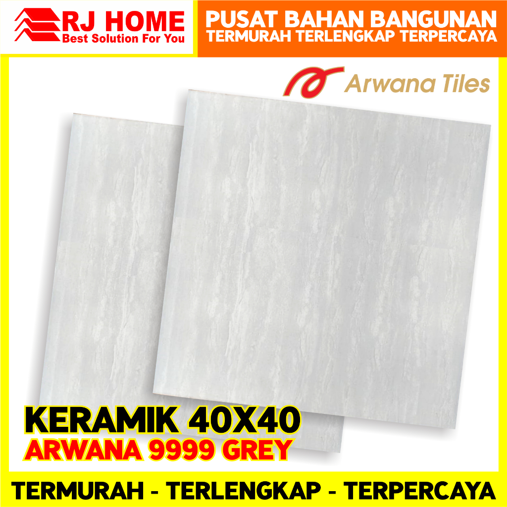 Jual KERAMIK LANTAI UKURAN 40X40 TEXTURE KILAP ARWANA 9999 GREY ...