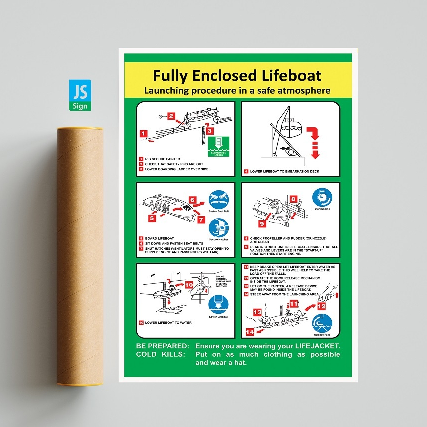 Jual POSTER SAFETY K3 IMO - FULLY ENCLOSED LIFEBOAT | Shopee Indonesia