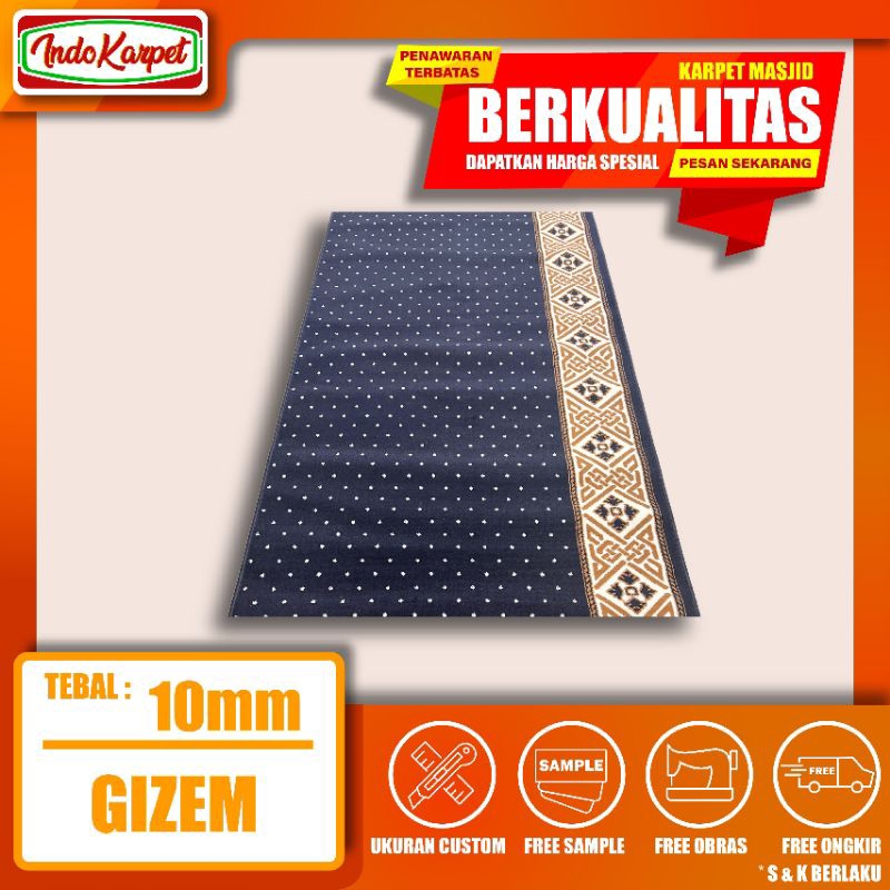 Jual Karpet Masjid Tebal 10mm Gizem Meteran / Karpet Sajadah / Karpet Mushola | Shopee Indonesia