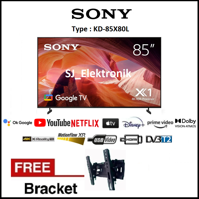 Jual Braket + Sony BRAVIA 85 Inch KD 85X80L Ultra HD 4K HDR | LED ...