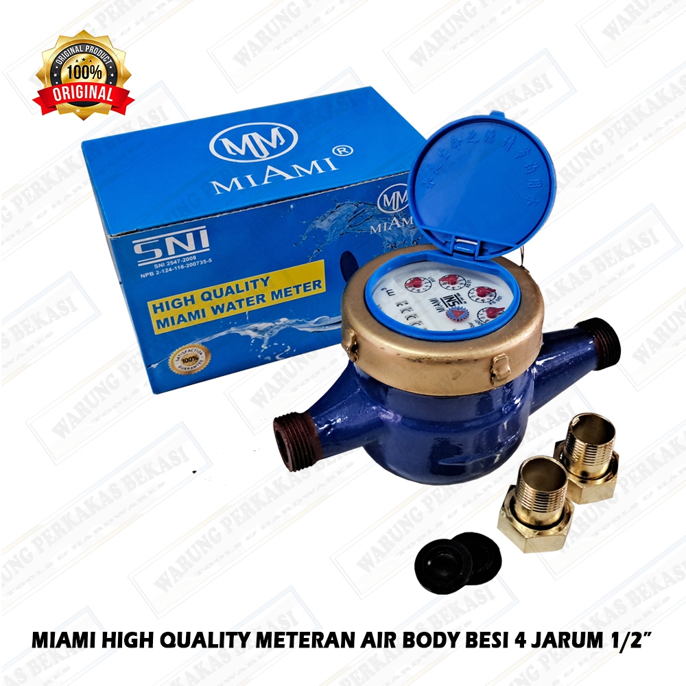 Jual MIAMI Meteran Air PAM Body Besi 1/2" Standar 4 Jarum High Quality Set Seal - AMNB PDAM SNI ...