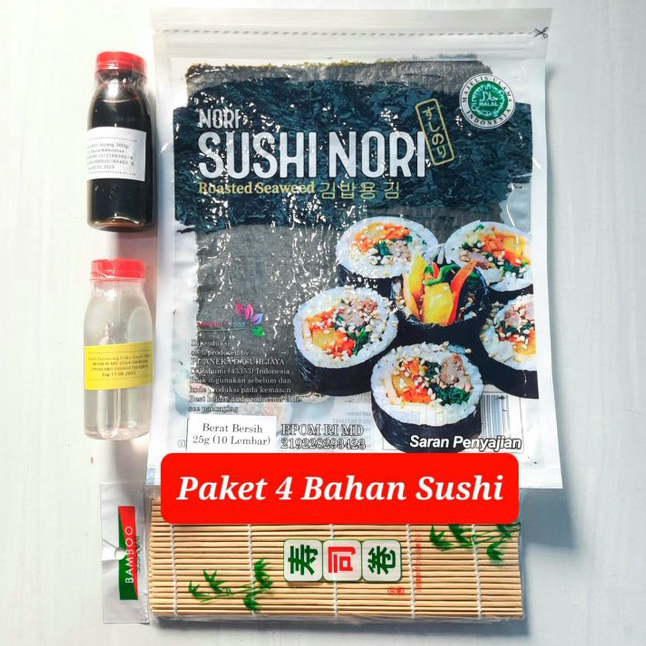 Jual JLXK1212 COD Paket 4 bahan sushi isi nori rumput laut bambu cuka ...