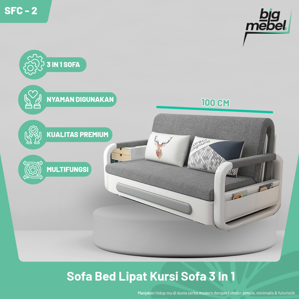 Jual BIG MEBEL Sofa Bed Lipat Kursi Lipat Sofa Minimalis 100CM Kasur ...