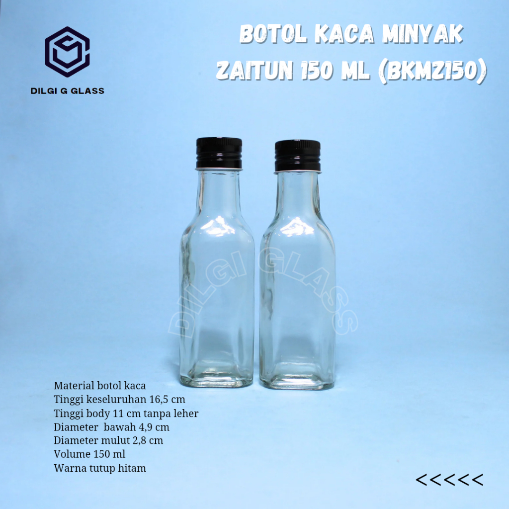 Jual BKMZ150 Botol kaca minyak zaitun 150ml tutup ulir almunium / botol ...