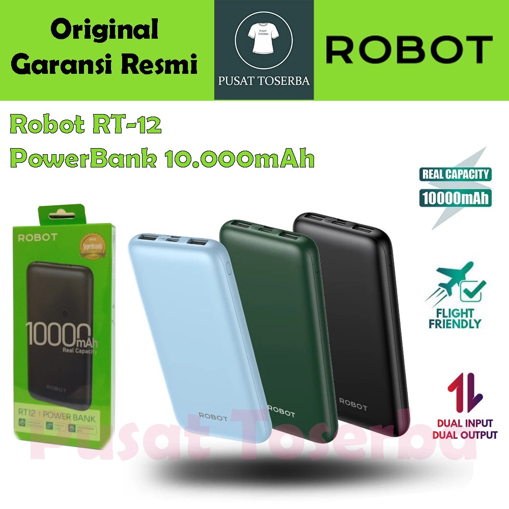 Jual PowerBank Robot RT12 10.000 mAh Dual Input Output Fast Charging ...