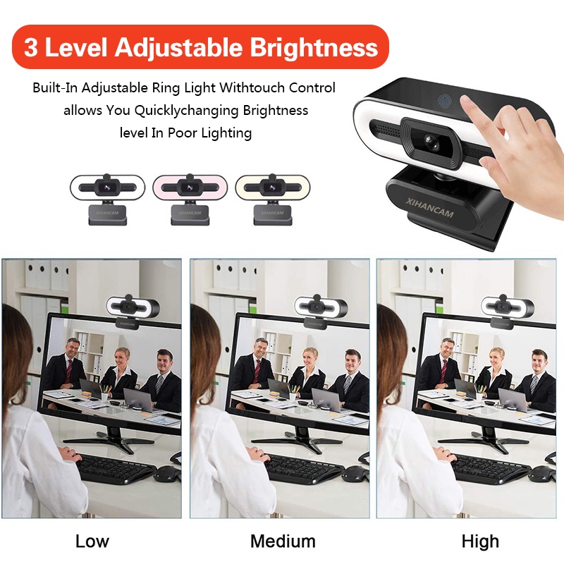 Jual XIHANCAM 3Led Ring Light Webcam Laptop 1080P USB Kamera Webcam PC ...