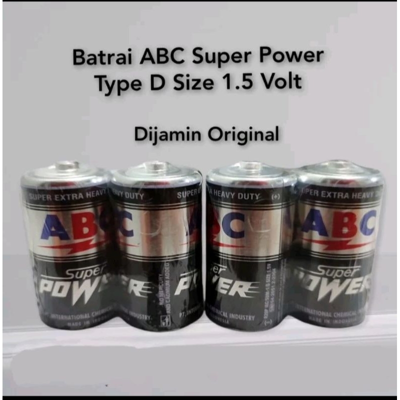 Jual Baterai ABC Super Power Type D Isi 2 Ukuran Besar /Jumbo Bisa ...