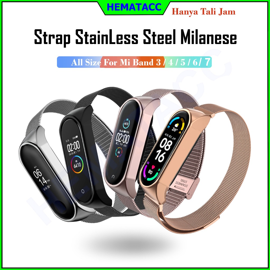 Jual Strap Mi Band 7 6 5 4 3 Stainless Steel Milanese Tali Jam Xiaomi Smart Band 3 4 5 6 7 ...
