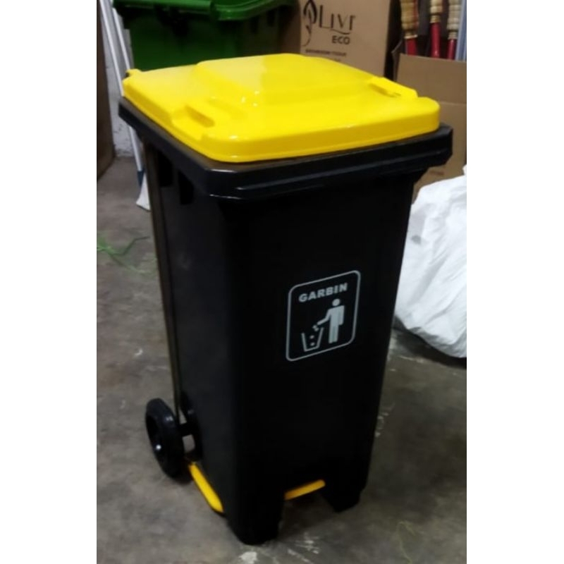Jual Tempat Sampah Dustbin 2 roda model pedal/ injak 120 liter | Shopee Indonesia