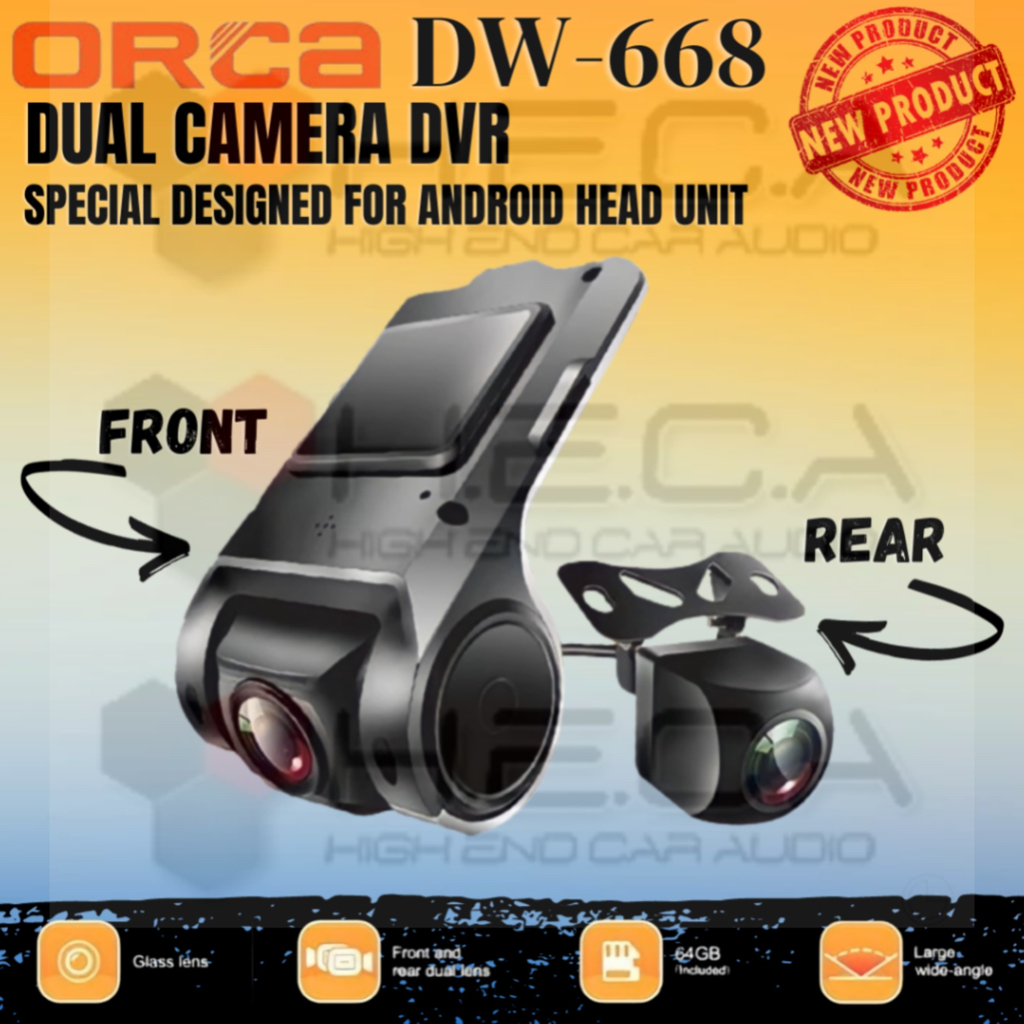 Jual ORCA DW-668 Recorder Dual Camera Rear & Front Dashcam DVR Mobil ...
