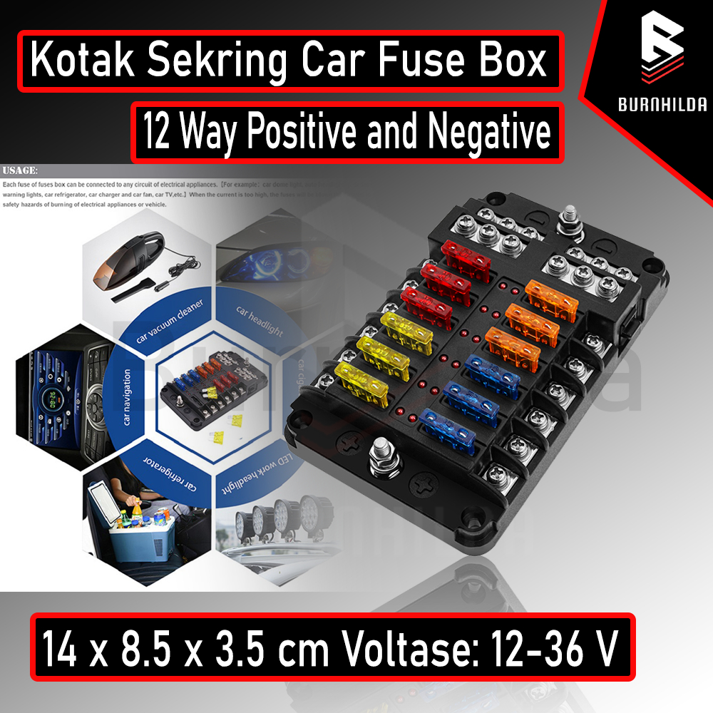 Jual Kotak Sekring Car Fuse Box 12 Way Positive and Negative BURNHILDA ...