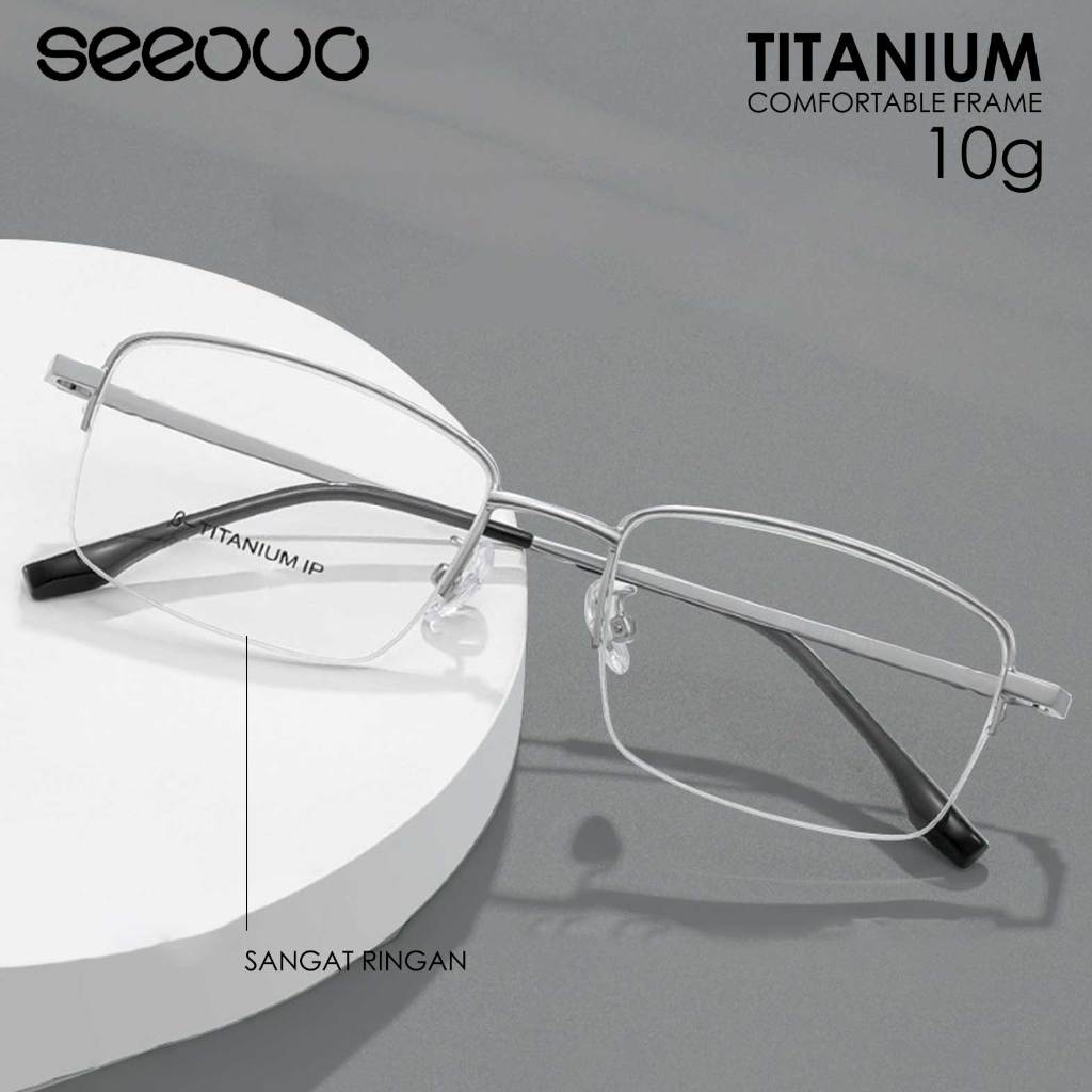 Jual Seeouo Frame Kacamata Model Kotak Half Frame Bahan Titanium Ringan Kokoh Unisex Bisa Minus ...