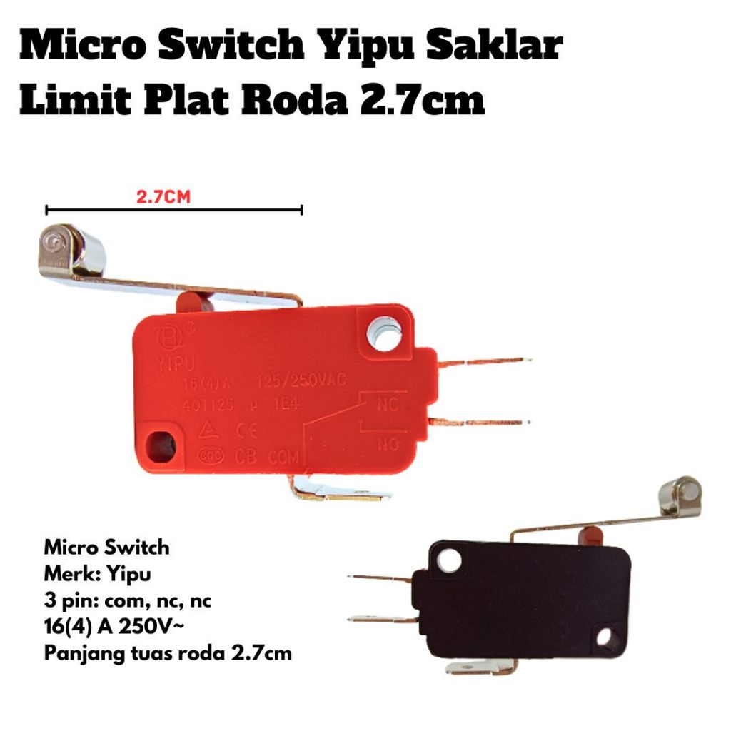 Jual Micro Switch Yipu Microswitch Saklar Limit Plat Roda 2.7cm | Shopee Indonesia