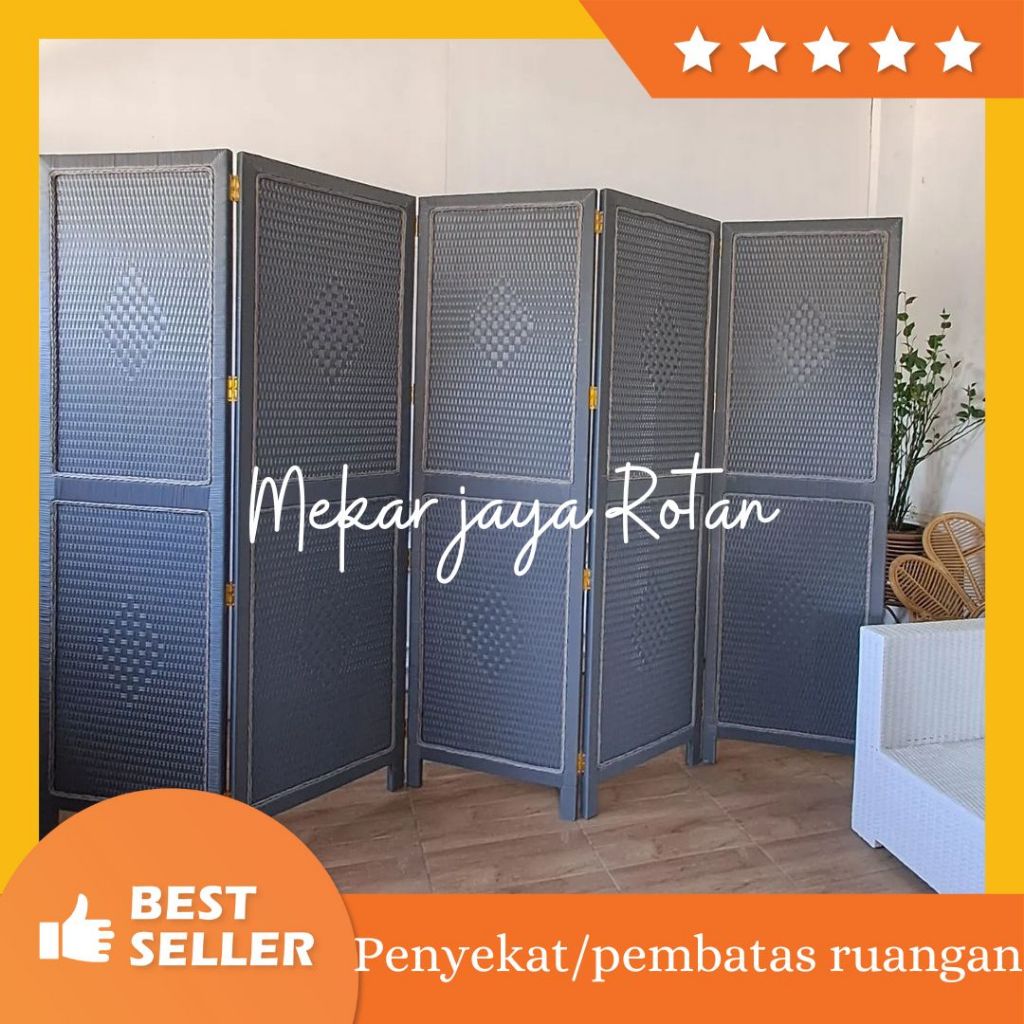 Jual Sketsel pembatas ruangan model lipat Anyaman rotan sintetis ...