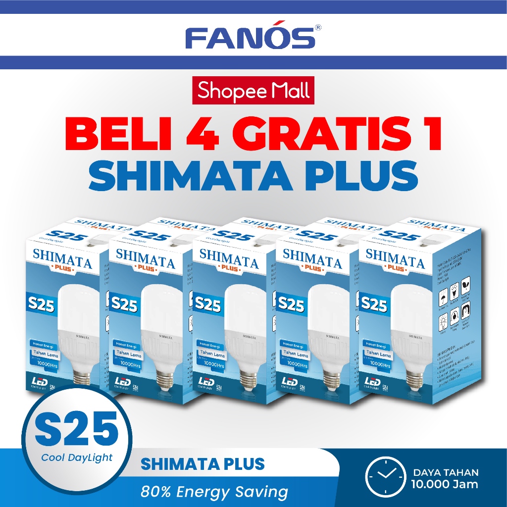 Jual Shimata Plus 25W [Beli 4 Gratis 1] Lampu LED Bohlam Cahaya Putih ...