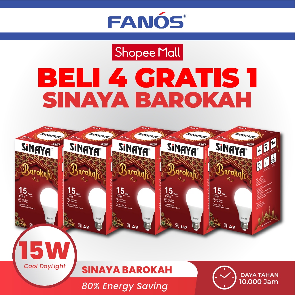 Jual Sinaya Barokah 15W [Beli 4 Gratis 1] Lampu LED Bohlam Cahaya Putih | Shopee Indonesia