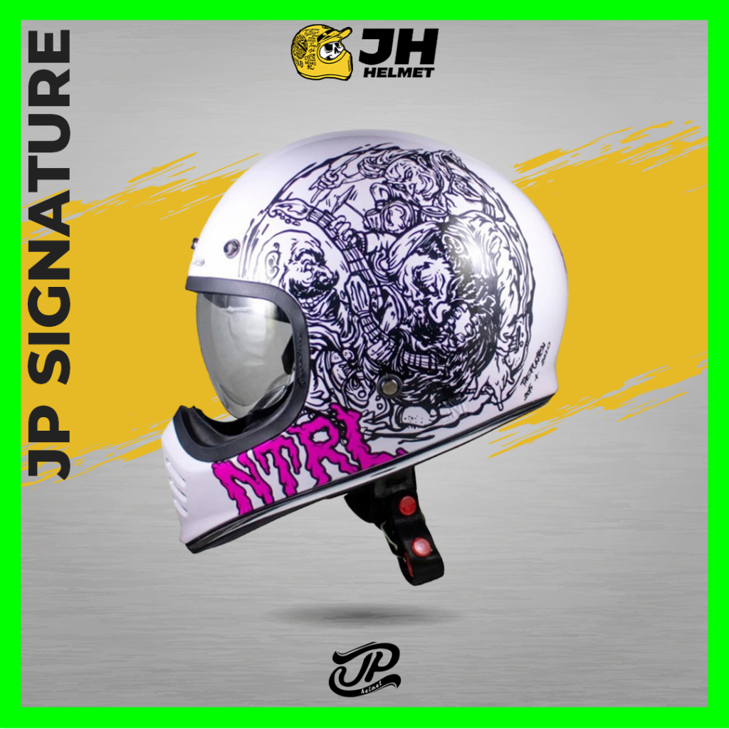 Jual Helm JP Signature Motif Netral Pearl White Glossy | Helm Cakil ...