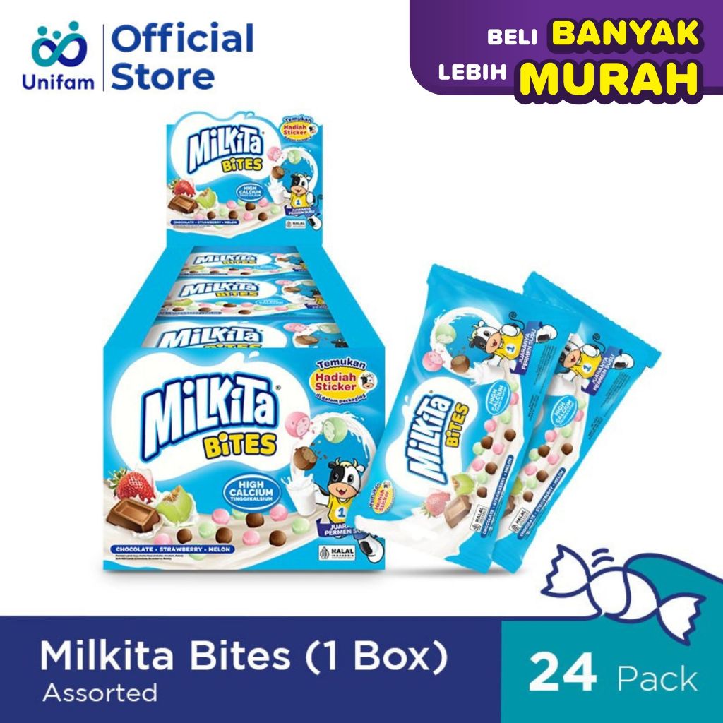 Jual Milkita Bites Permen Susu Box - Crunchy Diluar Chewy Didalam 1 Box ...