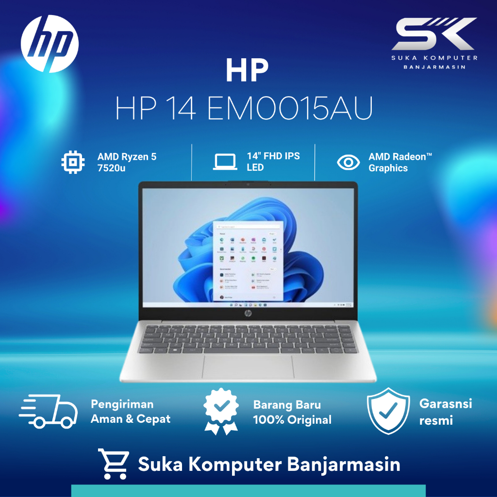 Jual HP 14-em0015AU/em0016AU - AMD Ryzen 5-7520u/8GB/512GB SSD/W11 ...